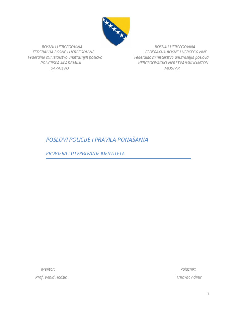 Poslovi Policije I Pravila Ponašanja | PDF