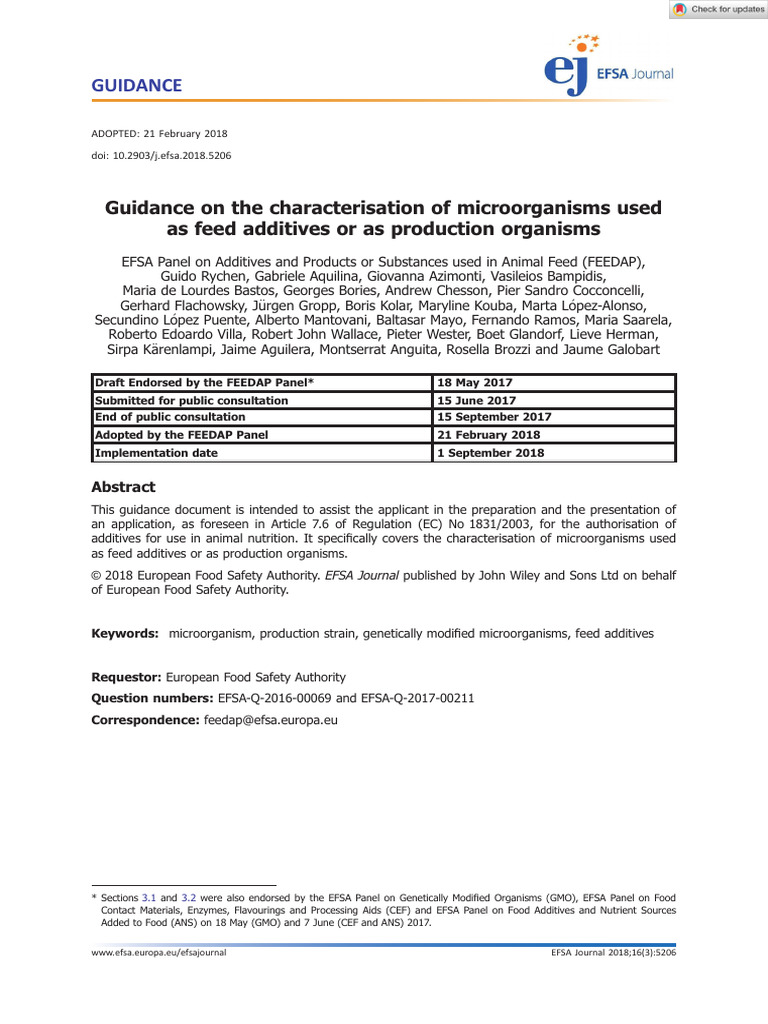 Guidance On The Characterisation of Microorganisms Used As Feed Additives or As Production | PDF ...