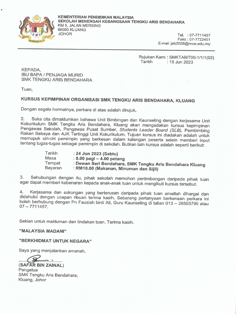 Surat Kursus Kepimpinan | PDF