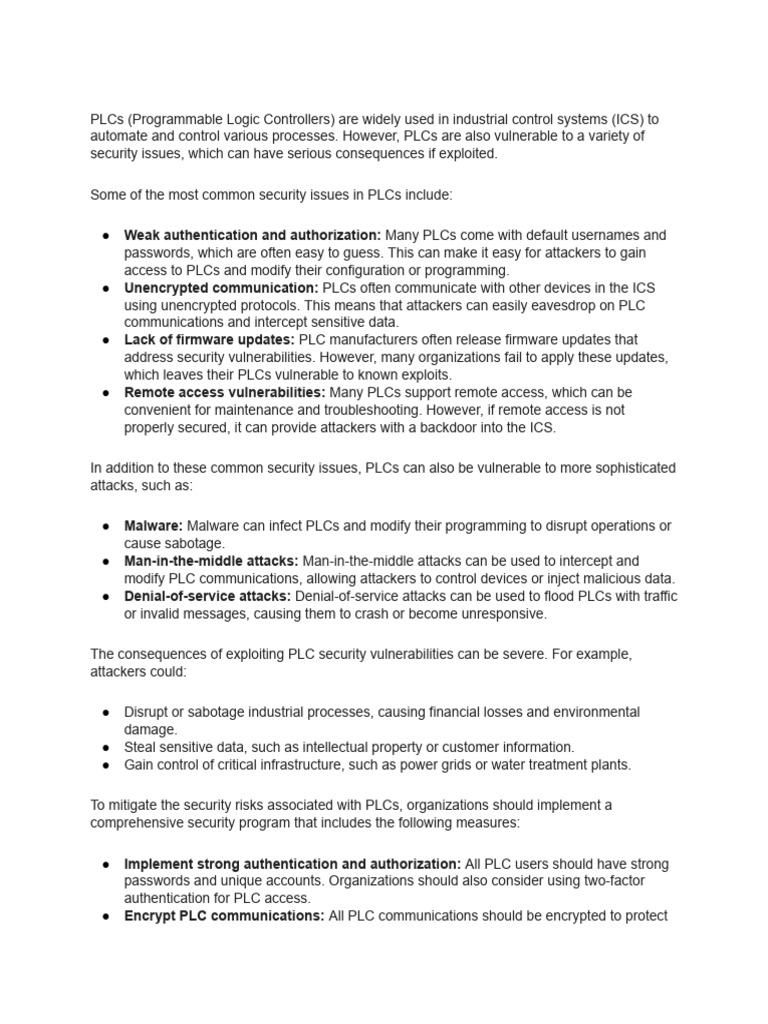 Security Issues in PLC | PDF | Security | Computer Security