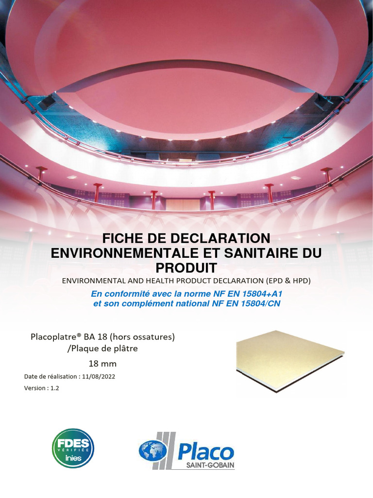 Fdes Placo Ba18 | PDF