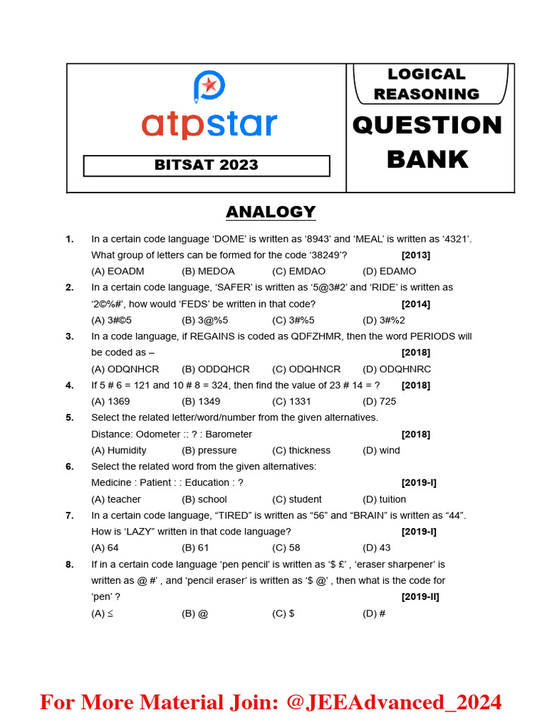 Logical Reasoning Question Bank | PDF