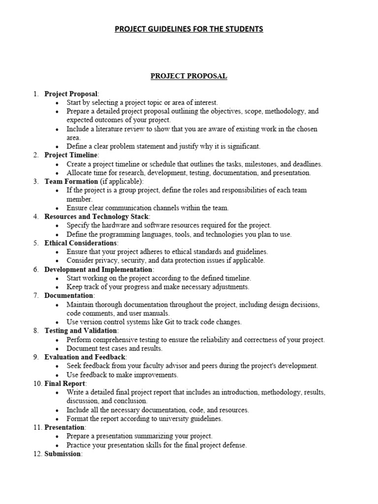 Student Project Guidelines Overview | PDF
