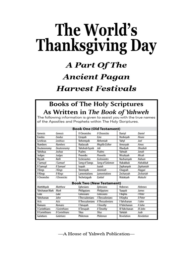 Booklet - The World S Thanksgiving Day | PDF | Persephone | Thanksgiving