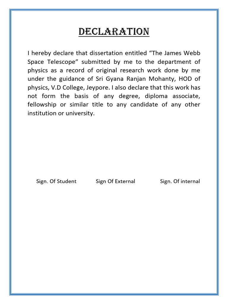 Declaration: Sign. of Student Sign of External Sign. of Internal | PDF ...