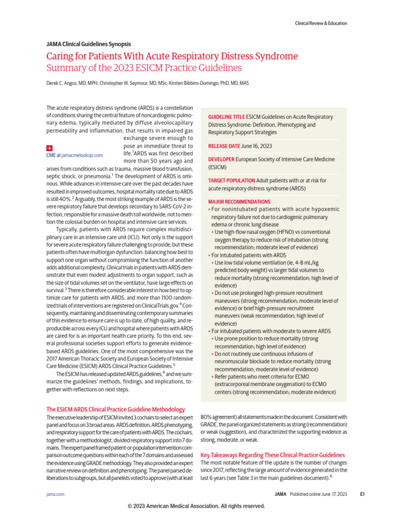 Derek C Angus Caring For Patients With Acute | PDF | Intensive Care ...