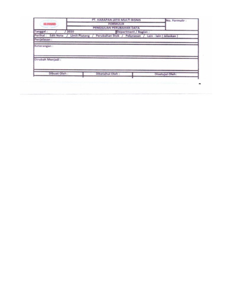 Form Edit Nota | PDF