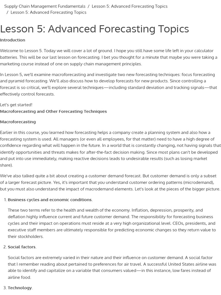 Lesson 5 - Advanced Forecasting Topics | PDF | Errors And Residuals ...