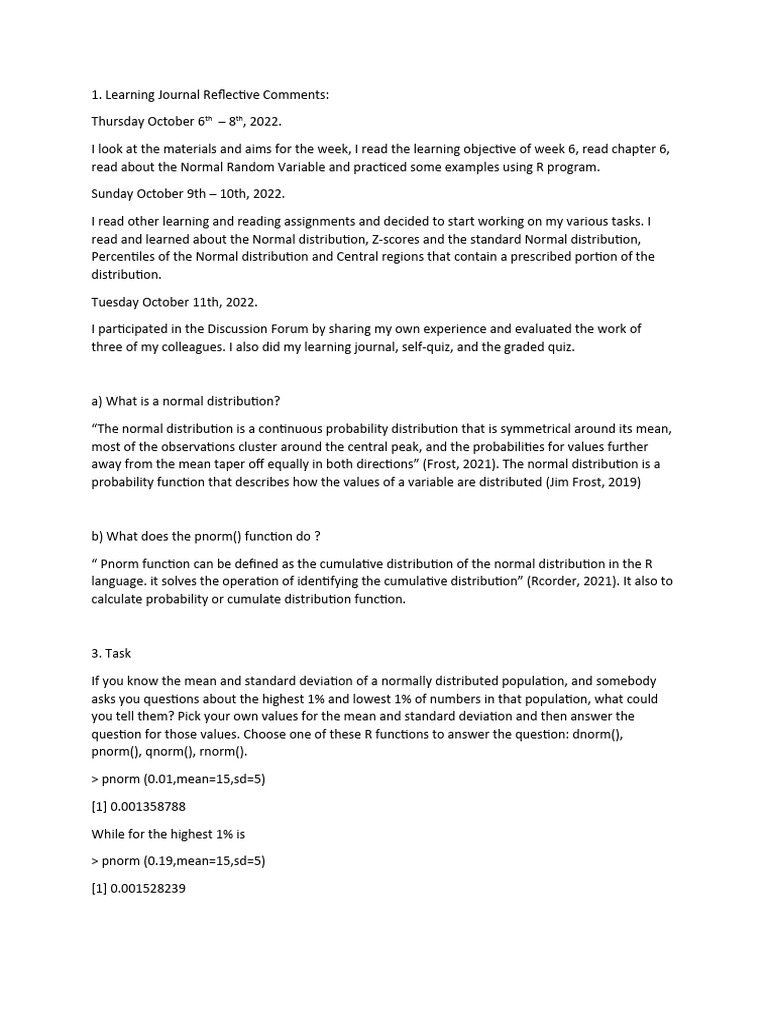 MATH 1280 Learning Journal Unit 6 | PDF | Career & Growth | Computers