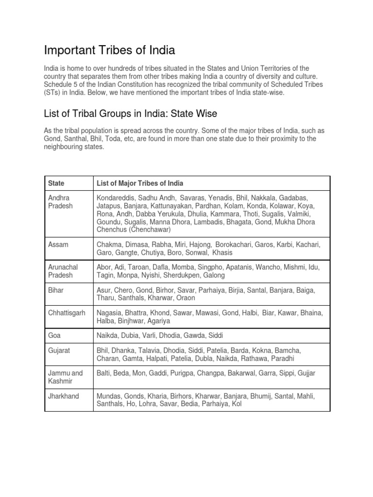 Tribes | PDF | Social Groups Of India | Demographics Of India