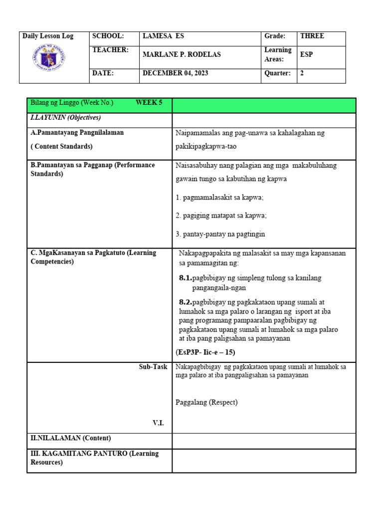Esp Q2 Wk 5 Day 1 Dec 4 Pdf