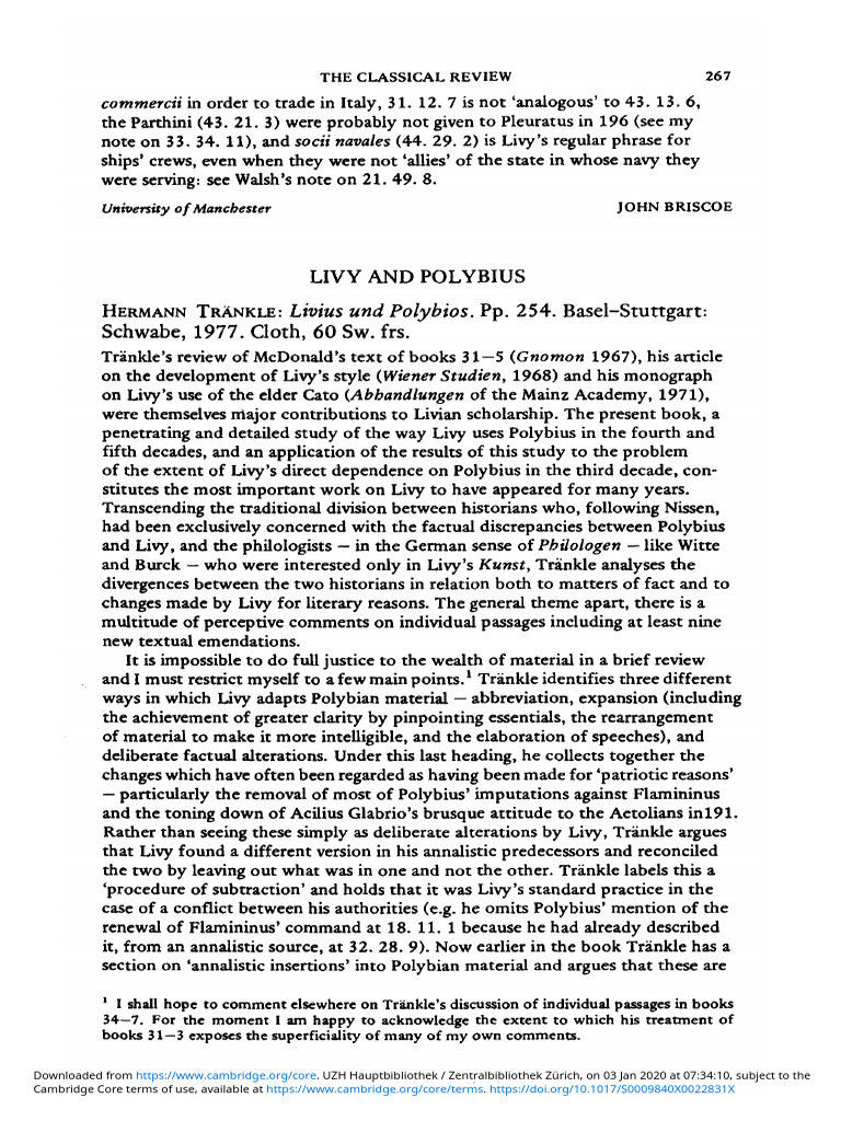 Livy and Polybius - Hermann Trankle Livius Und Polybios. Briscoe, John | PDF | Seneca The ...