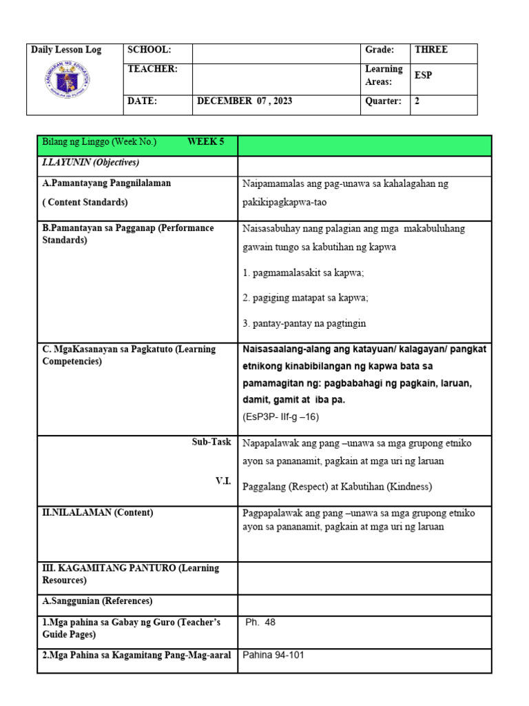 ESP-Q2-WK 5 - Day 4 Dec. 7 | PDF