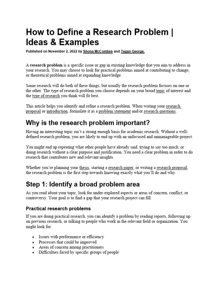 How To Define A Research Problem | PDF | Knowledge | Theory
