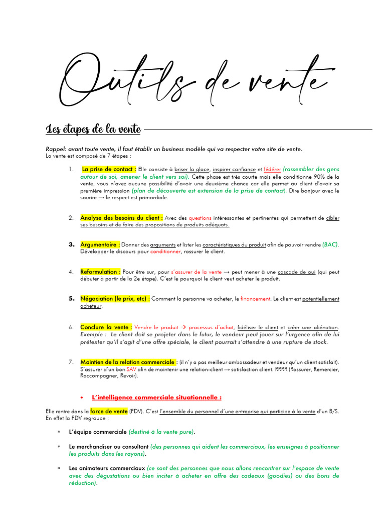 ODV - Etapes de La Vente | PDF | Sodles