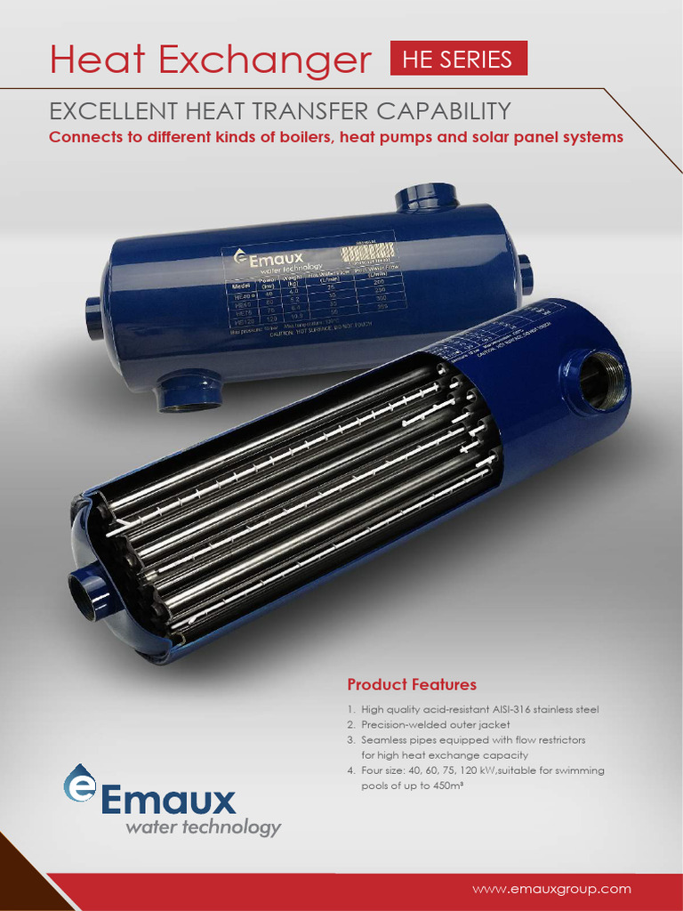 HE Series Heat Exchanger Brochures SinglePage en | PDF | Water Heating ...