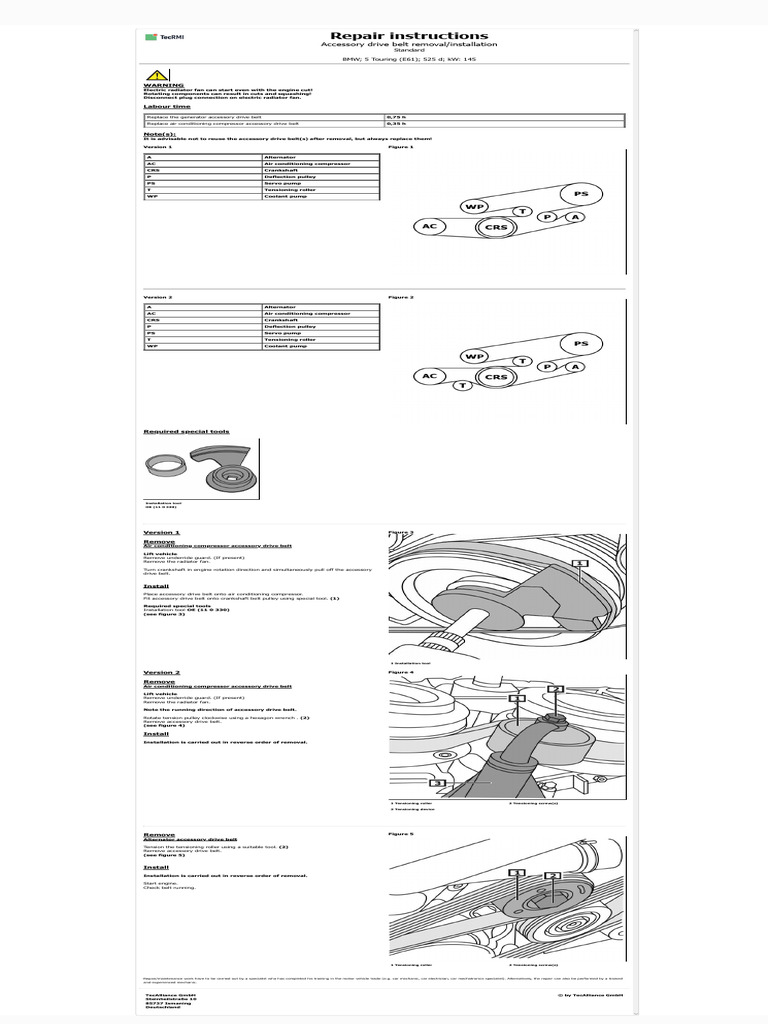 Accessory Drive Belt Removal - Installation | PDF | Belt (Mechanical ...