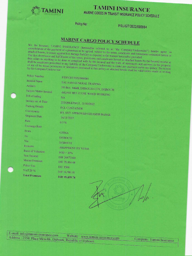 Tamini Insurance Lc22 82 Hus | PDF