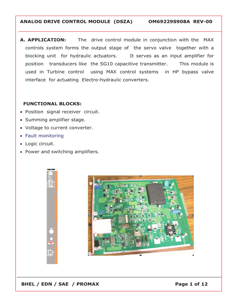 Analog Drive Control Module (DSZA) | PDF | Amplifier | Electronic ...