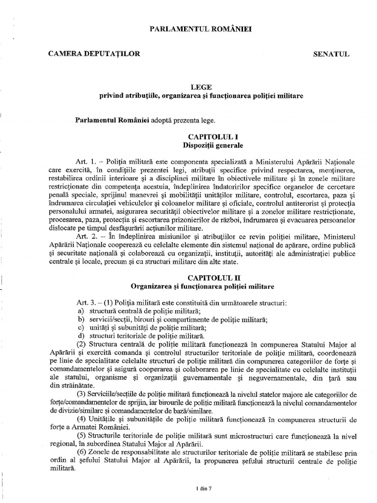 Proiect Lege Politia Militara 25032021 | PDF