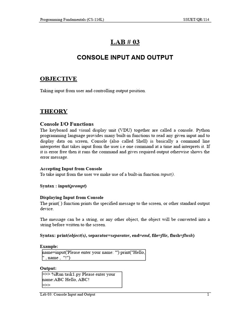 Python LAB 03 | PDF | Command Line Interface | String (Computer Science)