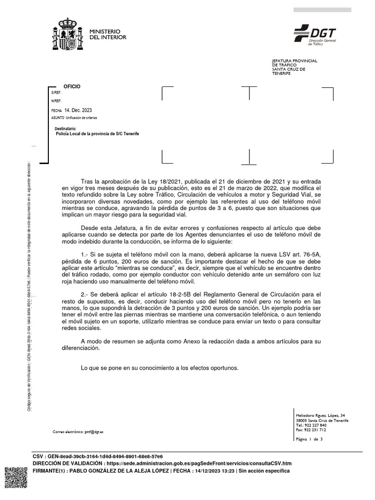 OFICIO Teléfono Móvil | PDF | Teléfonos móviles | Semáforo