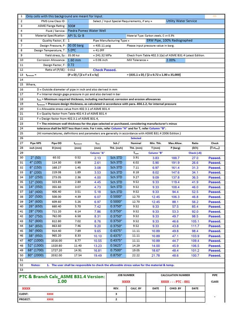 Calculator ASME B31 4 | PDF | Pipe (Fluid Conveyance) | Chemical Engineering