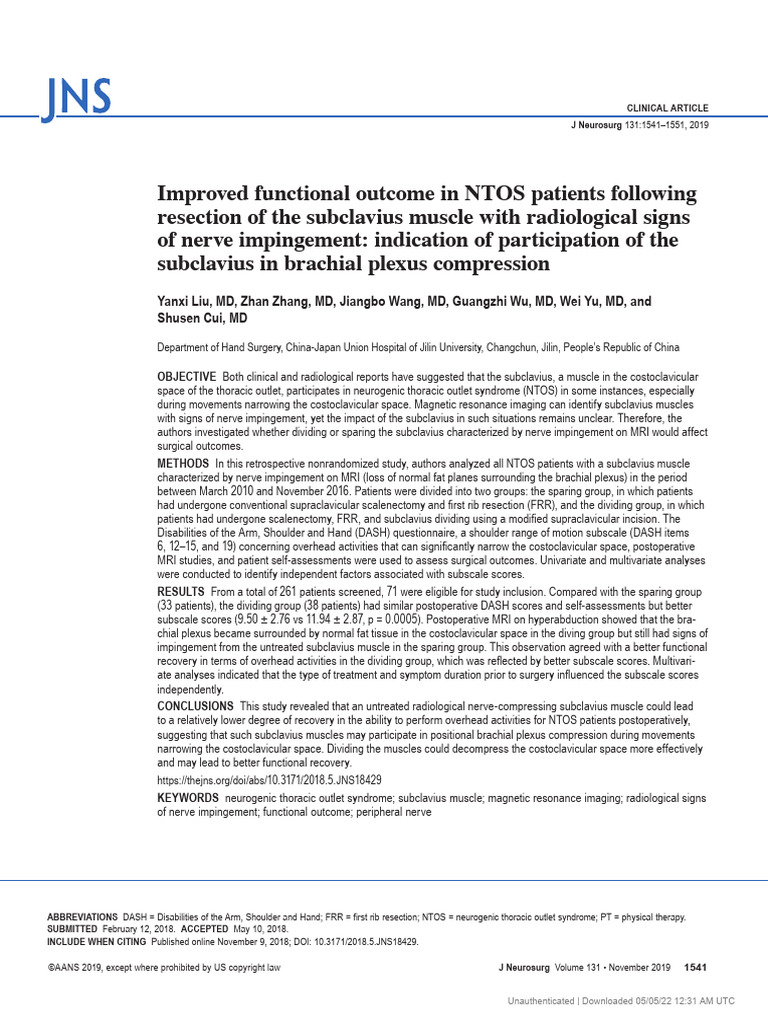 Yanxi Liu, MD, Zhan Zhang, MD, Jiangbo Wang, MD, Guangzhi Wu, MD, Wei ...