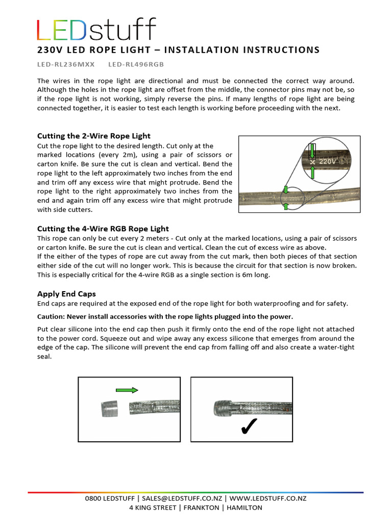 LED Rope Light Installation Guide | PDF | Electrical Connector | Ac ...