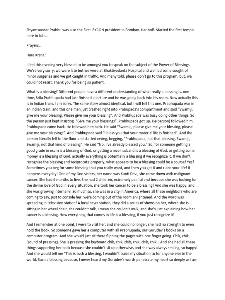 09-03-14 Chetana - Power of Blesssings - Radhanath Swami, Shyamasundar Prabhu, Mahamaya Mataji ...