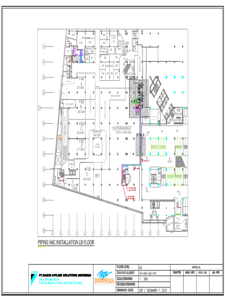 1 Drawing Food Hall Plaza Indonesia Upd 12 DES-Piping REV 12 DES 23 | PDF