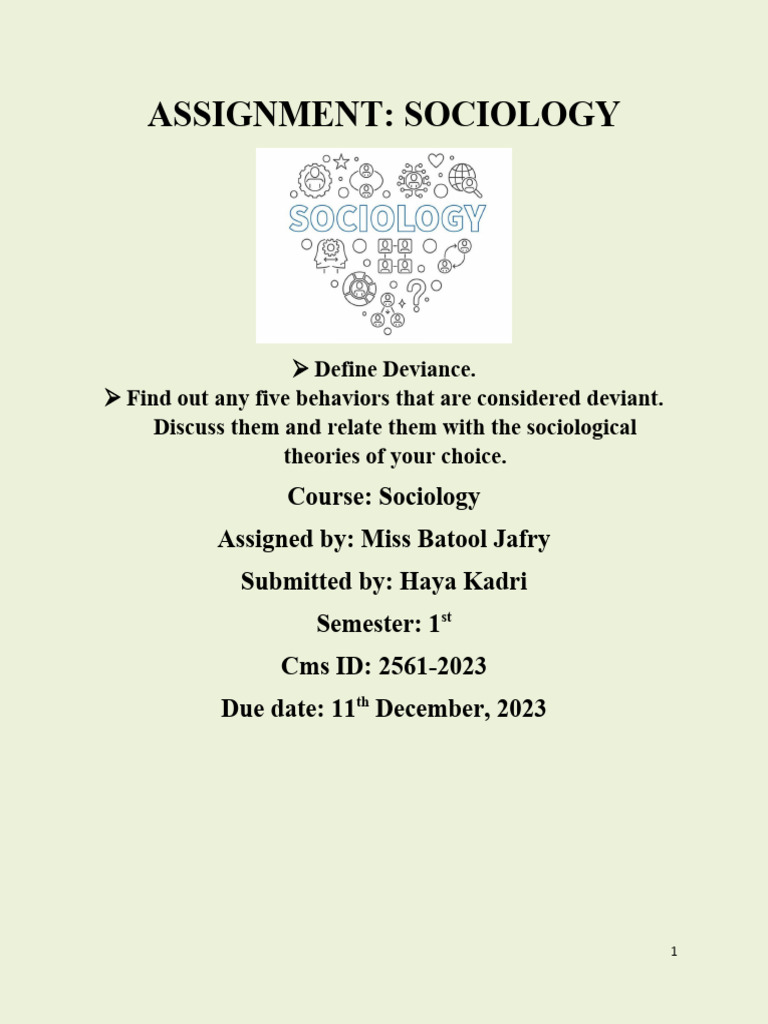 Sociology Assignment | PDF | Deviance (Sociology) | Violence