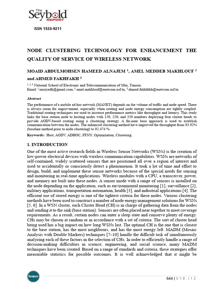 Node Clustering Technology For Enhancement The Quality of Service of Wireless Network | PDF ...