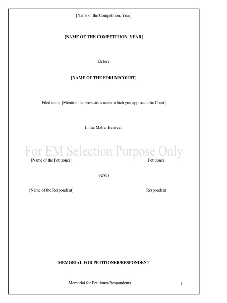 Moot Court Memorial Format | PDF | Case Law | Supreme Court Case Law