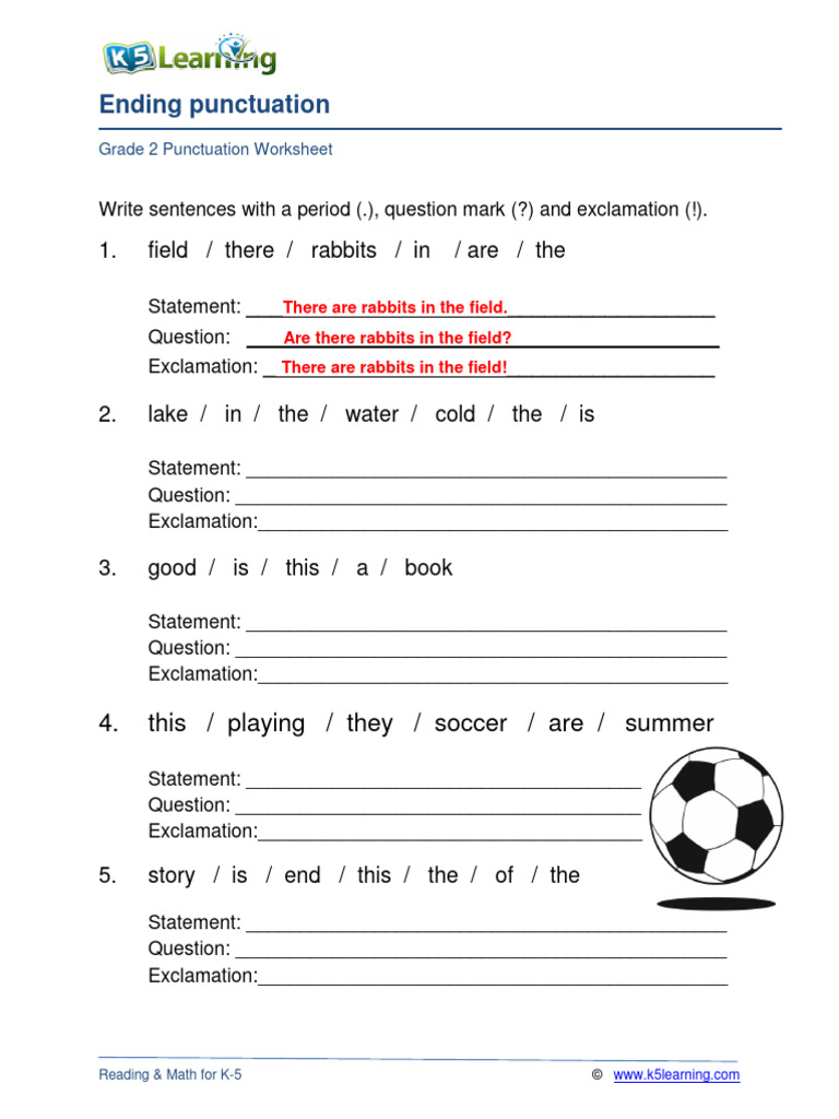 Grade 2 Ending Punctuation A | PDF | Question | Punctuation