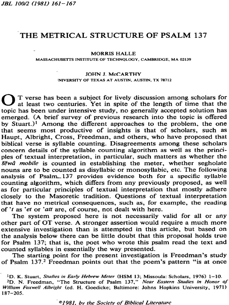 The Metrical Structure of Psalm 137 | PDF | Stress (Linguistics ...