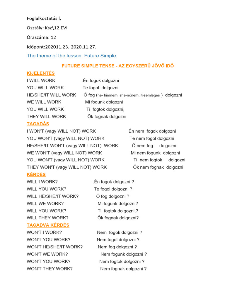 Future Simple | PDF