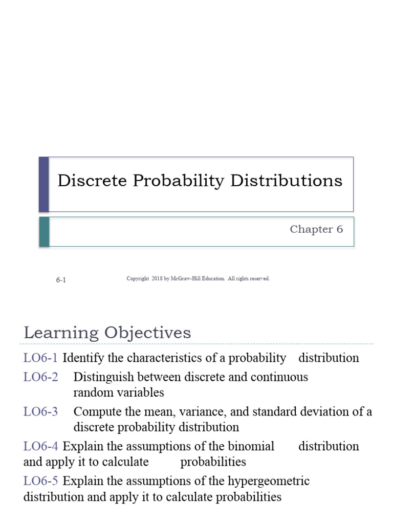 Chapter 6. Discrete Probability Distributions | PDF | Probability ...