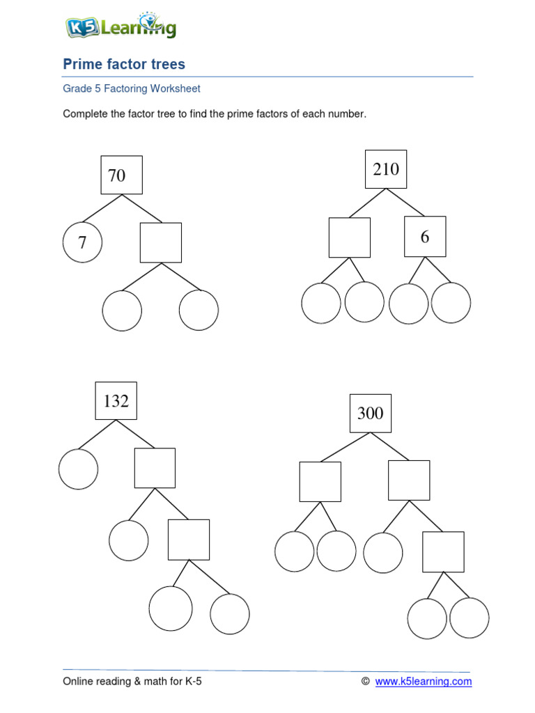 Grade 5 Prime Factor Trees D | PDF