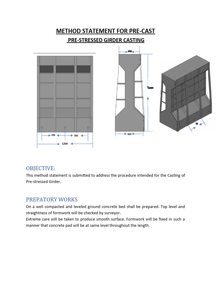 Method Statement For Construction of Girder | PDF | Physical Sciences ...