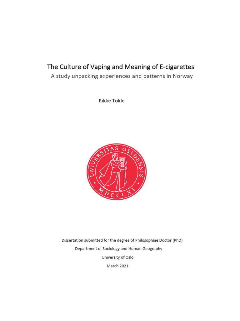 The Culture of Vaping and Meaning of E-Cigarettes: A Study Unpacking ...
