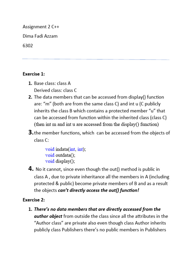 Assignment 2 C | PDF | Inheritance (Object Oriented Programming ... Assignment 2 C | PDF | Inheritance (Object Oriented Programming ...
