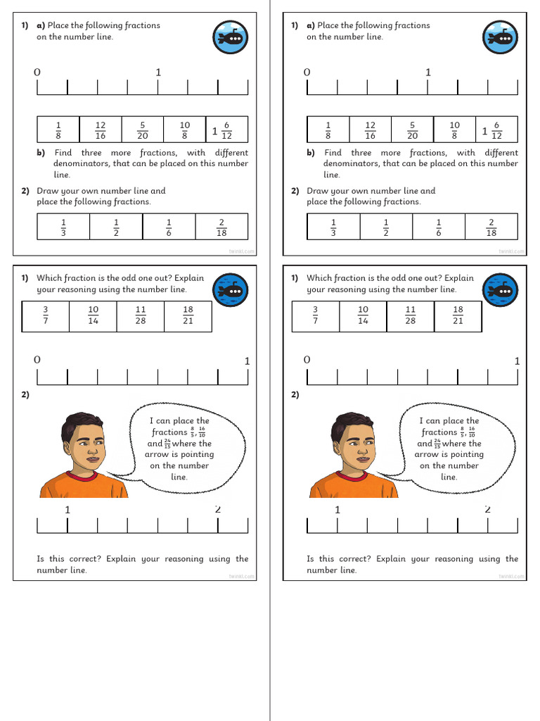 Vertical Format - Fractions On A Numberline | PDF | Mathematical ...