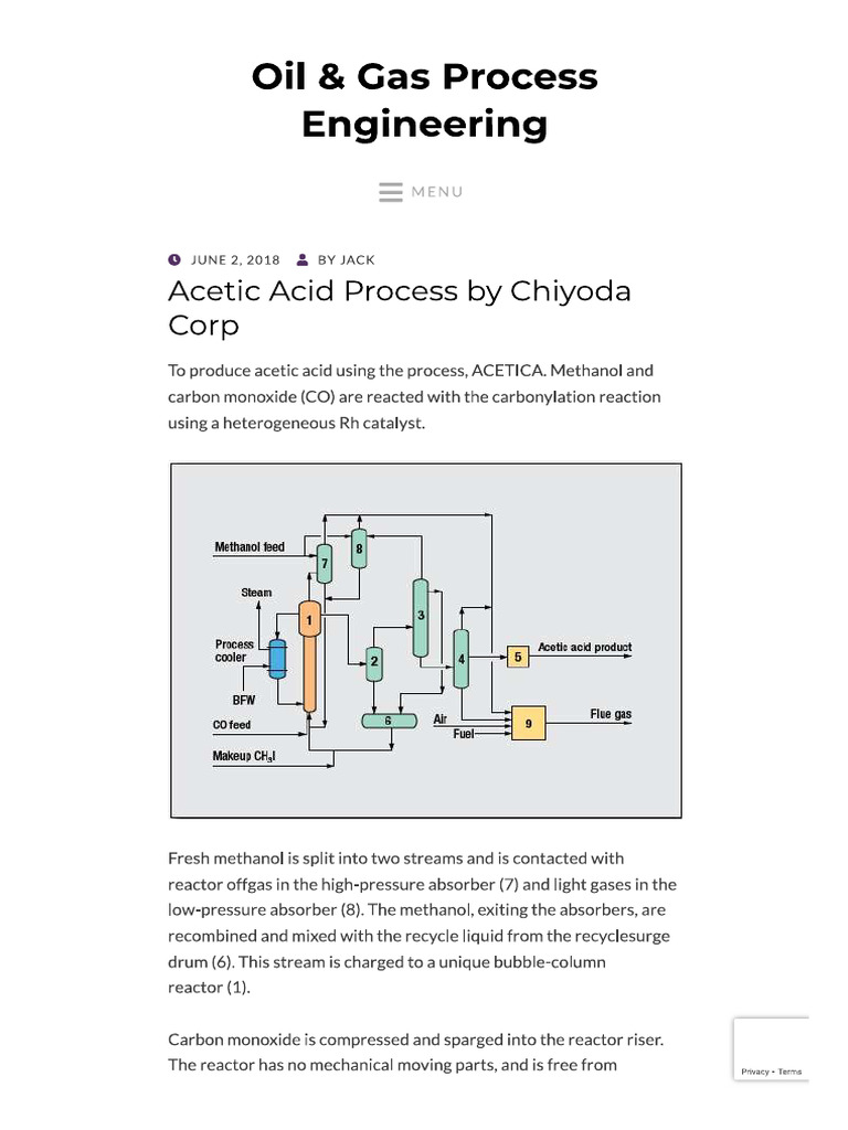 Acetic Acid Process by Chiyoda | PDF