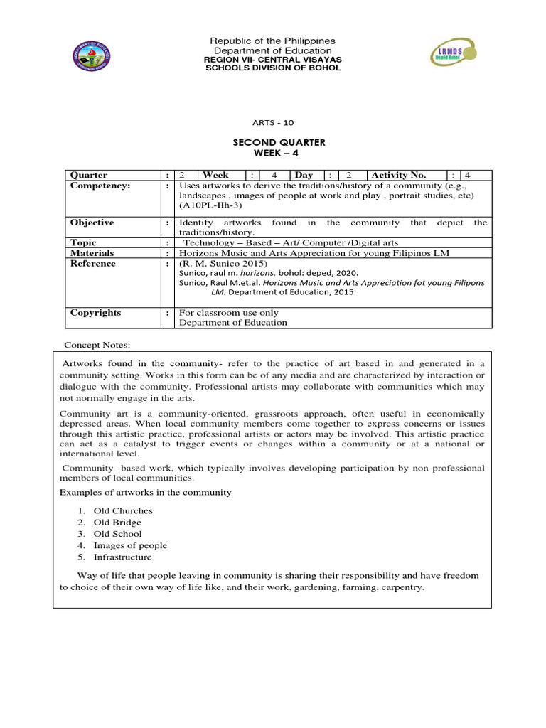 Arts10 - Q2 - Las - WK4 (2) - 101952 | PDF