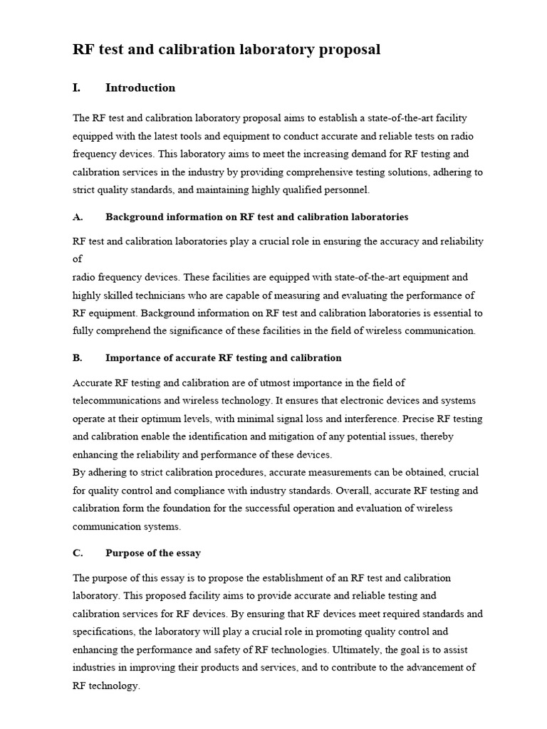 RF Test and Calibration Laboratory Proposal | PDF | Calibration ...