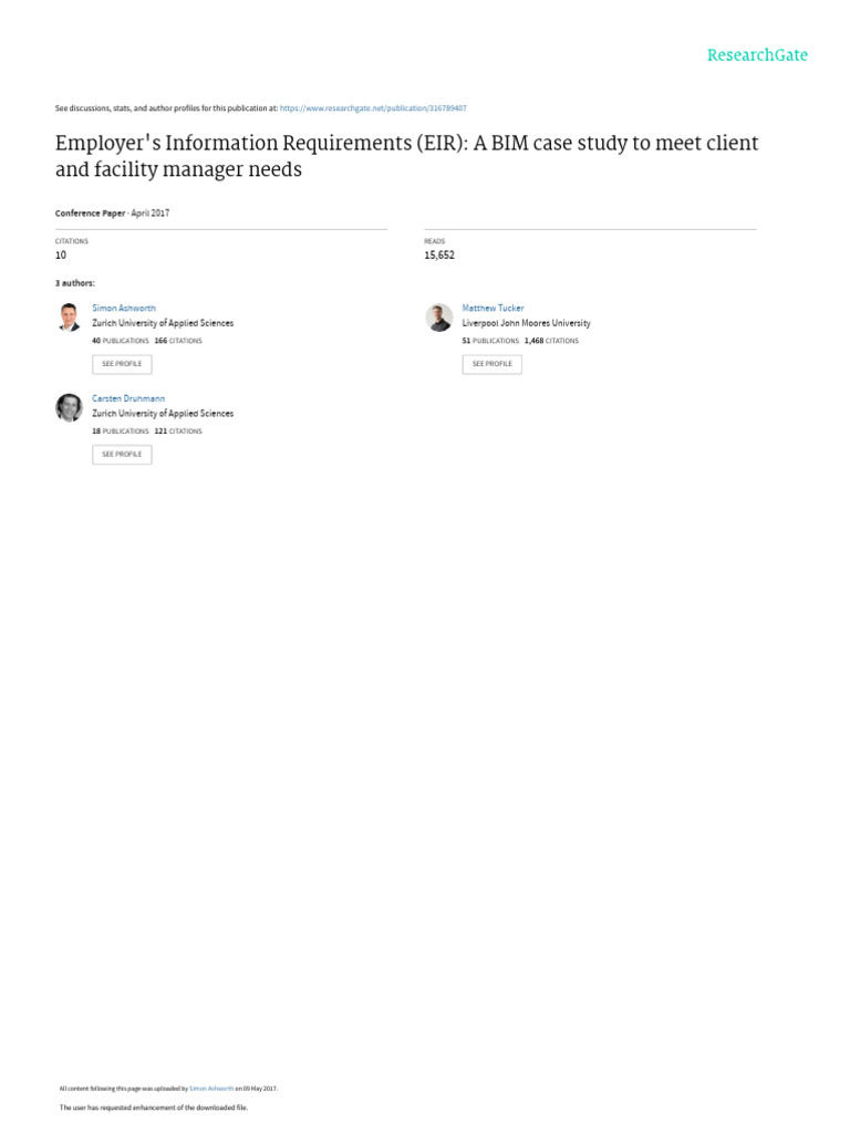 EIR A Case Study To Meet Client and FM BIM Needs ...