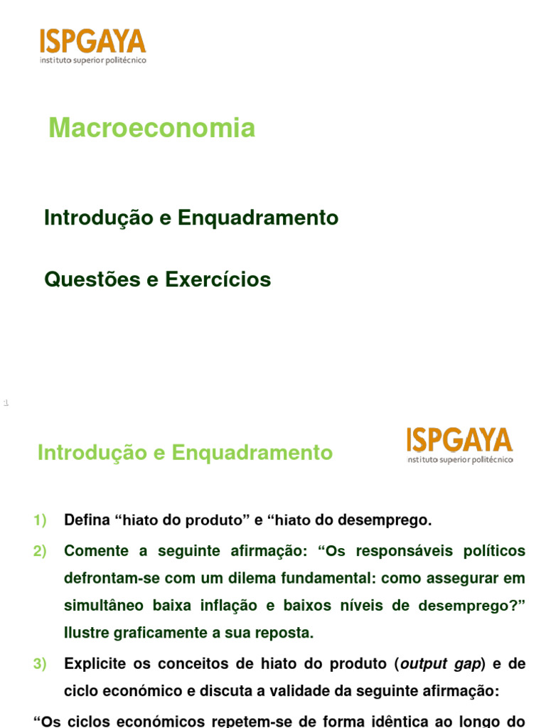 Ponto 1 Exercícios | PDF