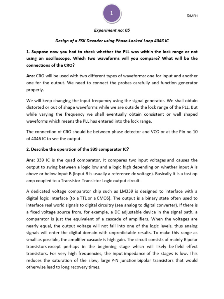 EEE482 - Exp 5 - FSK Decoder | PDF