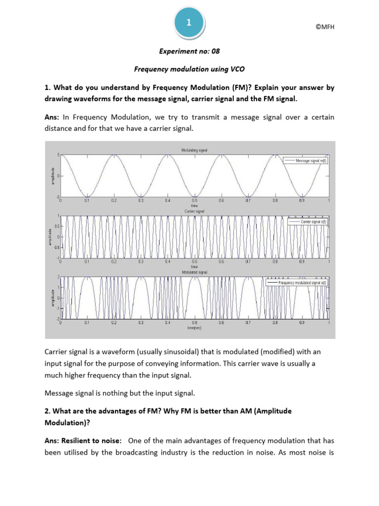 Frequency Modulation with VCO Explained | PDF | Frequency Modulation ...
